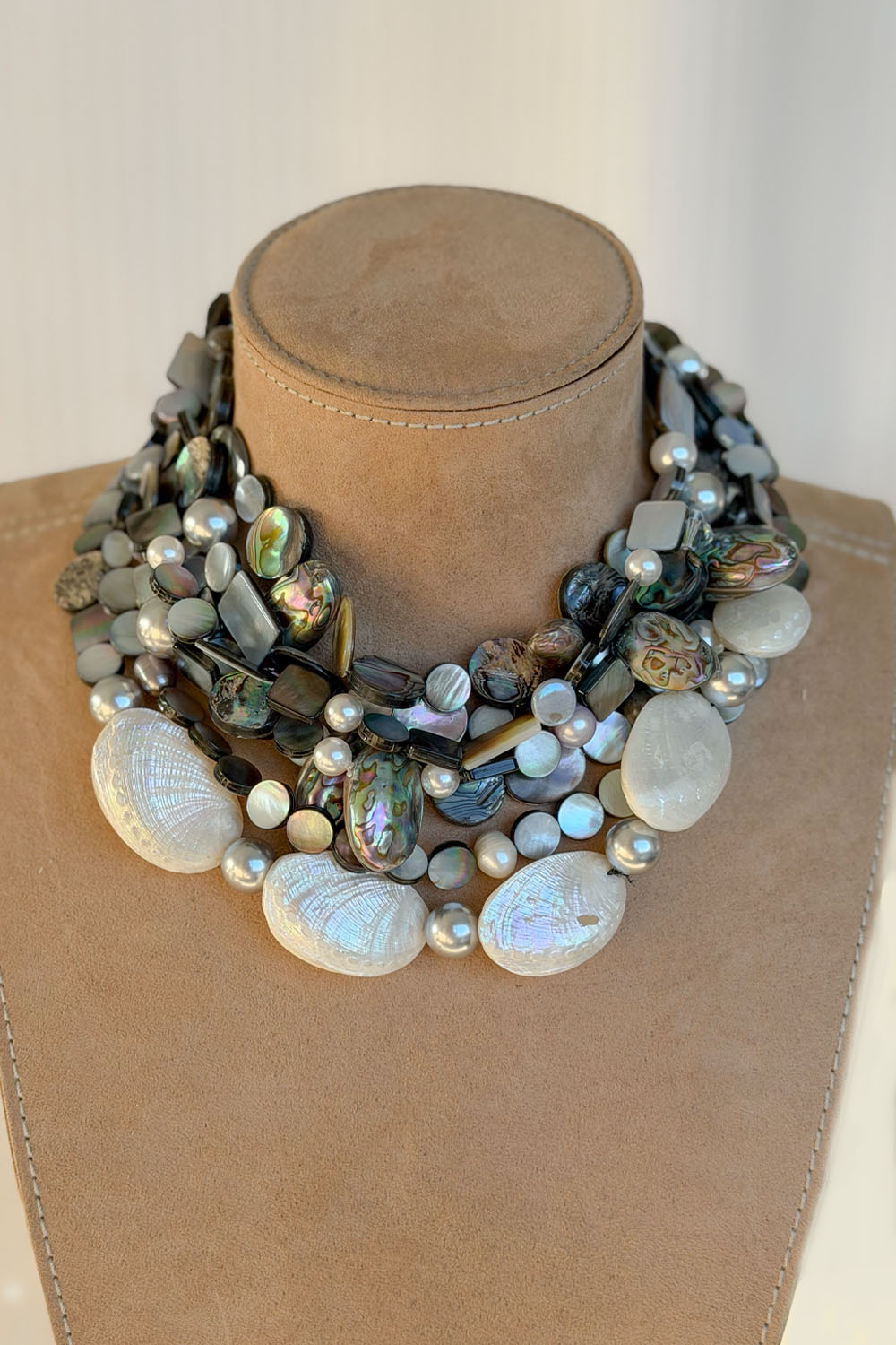 Layered shell statement necklace - RzJewelryDesign